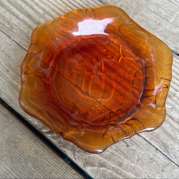 Vintage | Dining | Vintage Orange Glass Pumpkin Plate | Poshmark